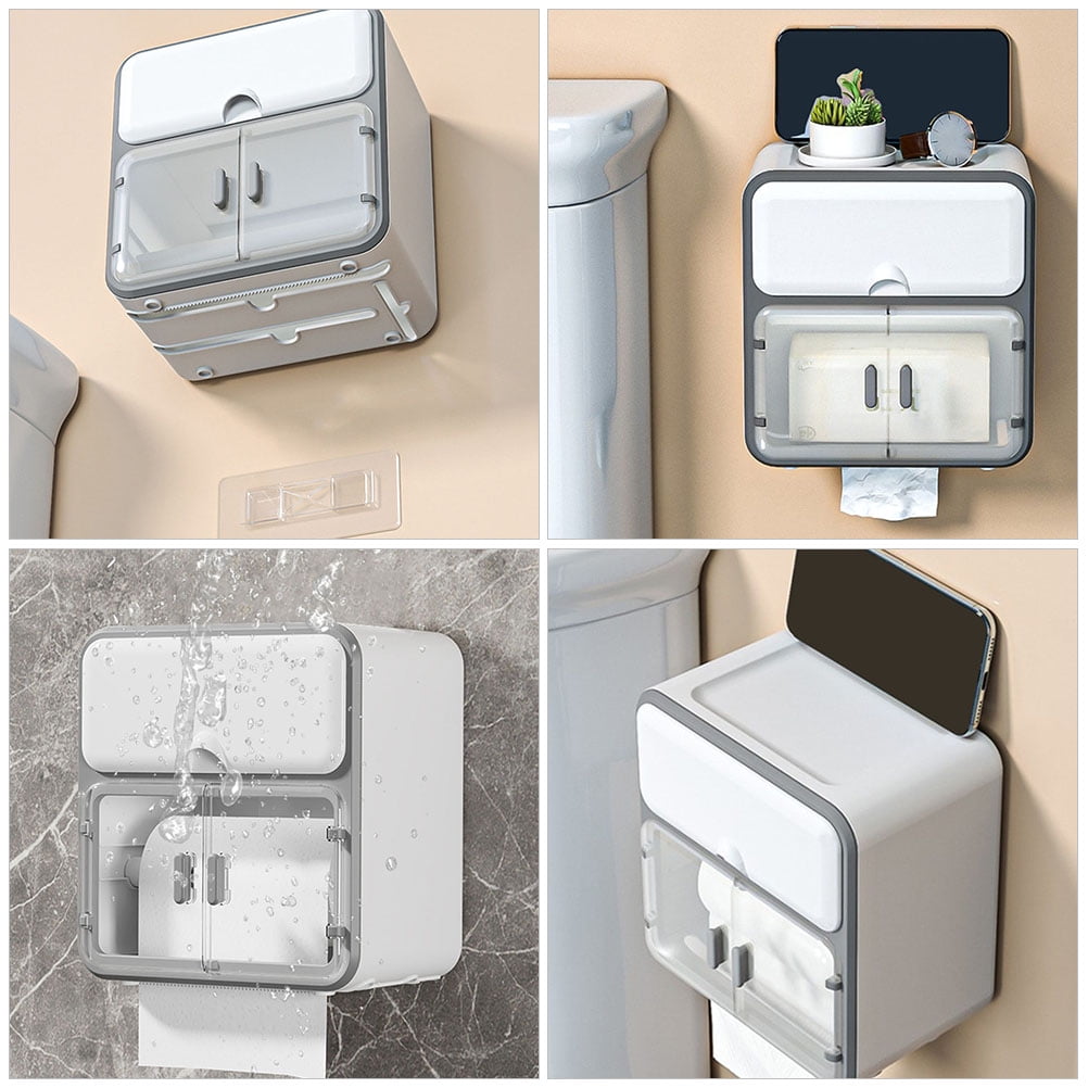 RENACLIPY Toilet Paper Holder Shelf Rack for Bathroom, White Tissue ...