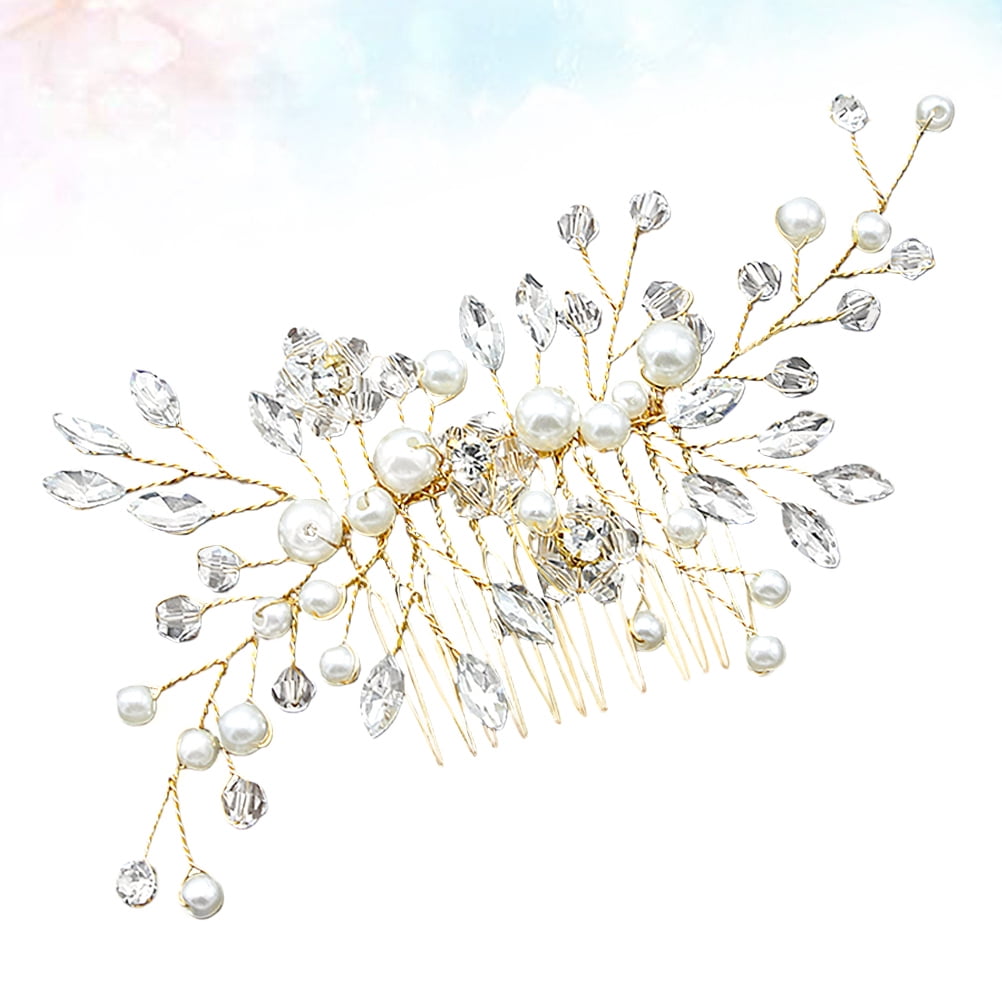 RENACLIPY Wedding Hair Comb Golden Bridal Hairpin with for Updo and ...
