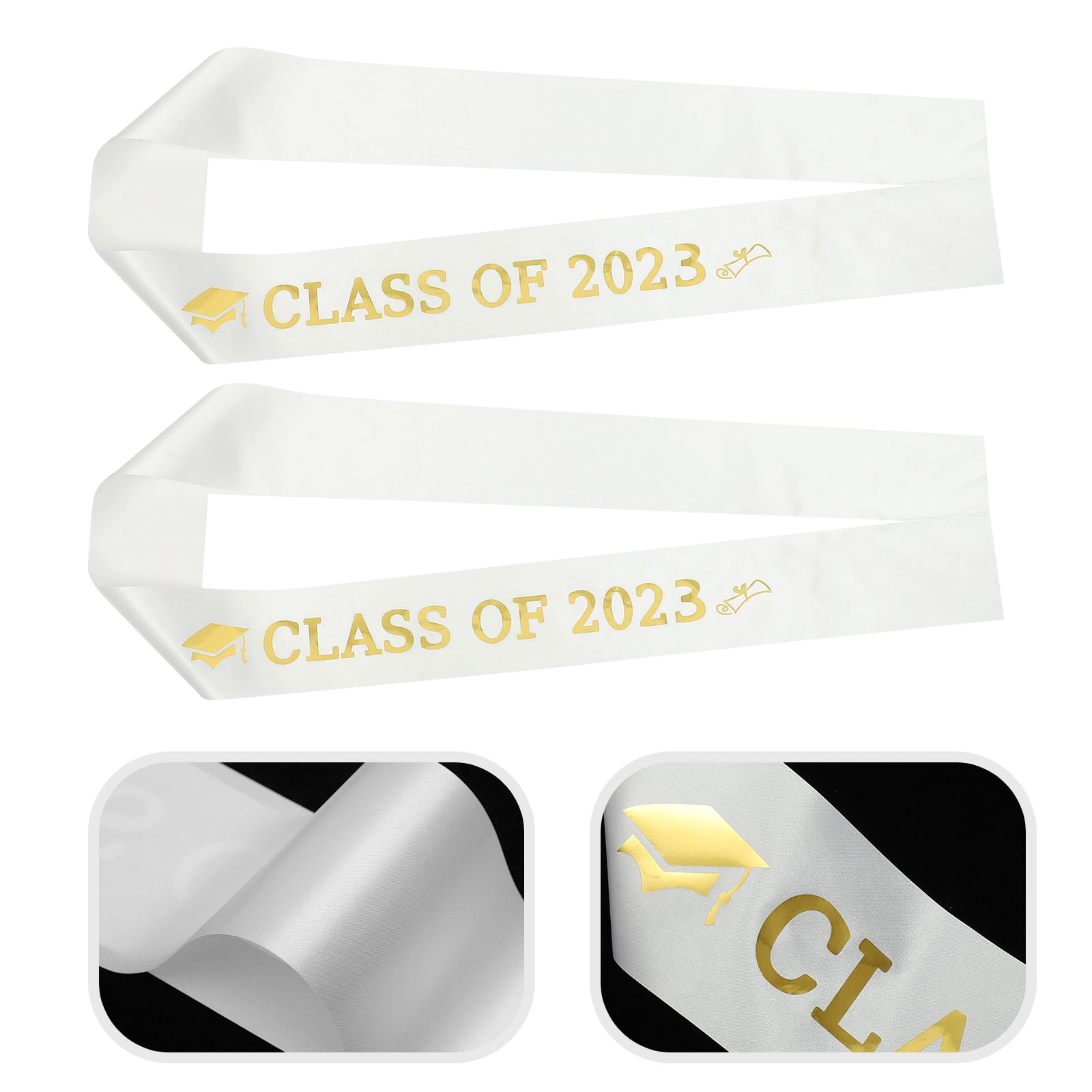 RENACLIPY White Satin Graduation Sash for Graduates with Glitter ...