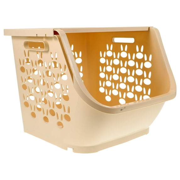 RENACLIPY White Storage Basket with Cover Plastic Stackable for ...