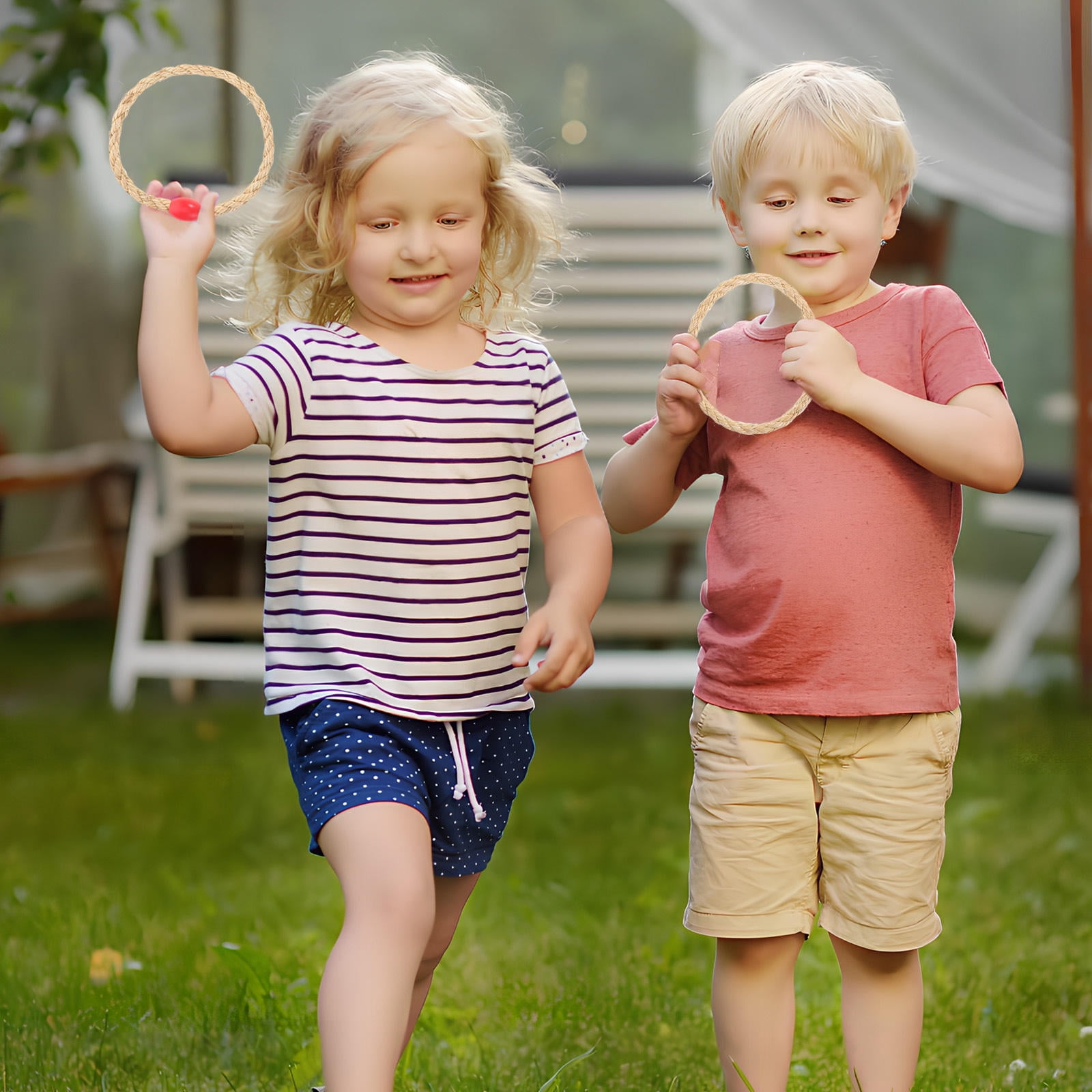 RENACLIPY Wood and Jute Rope Ring Toss Game for Kids and Adults Perfect ...