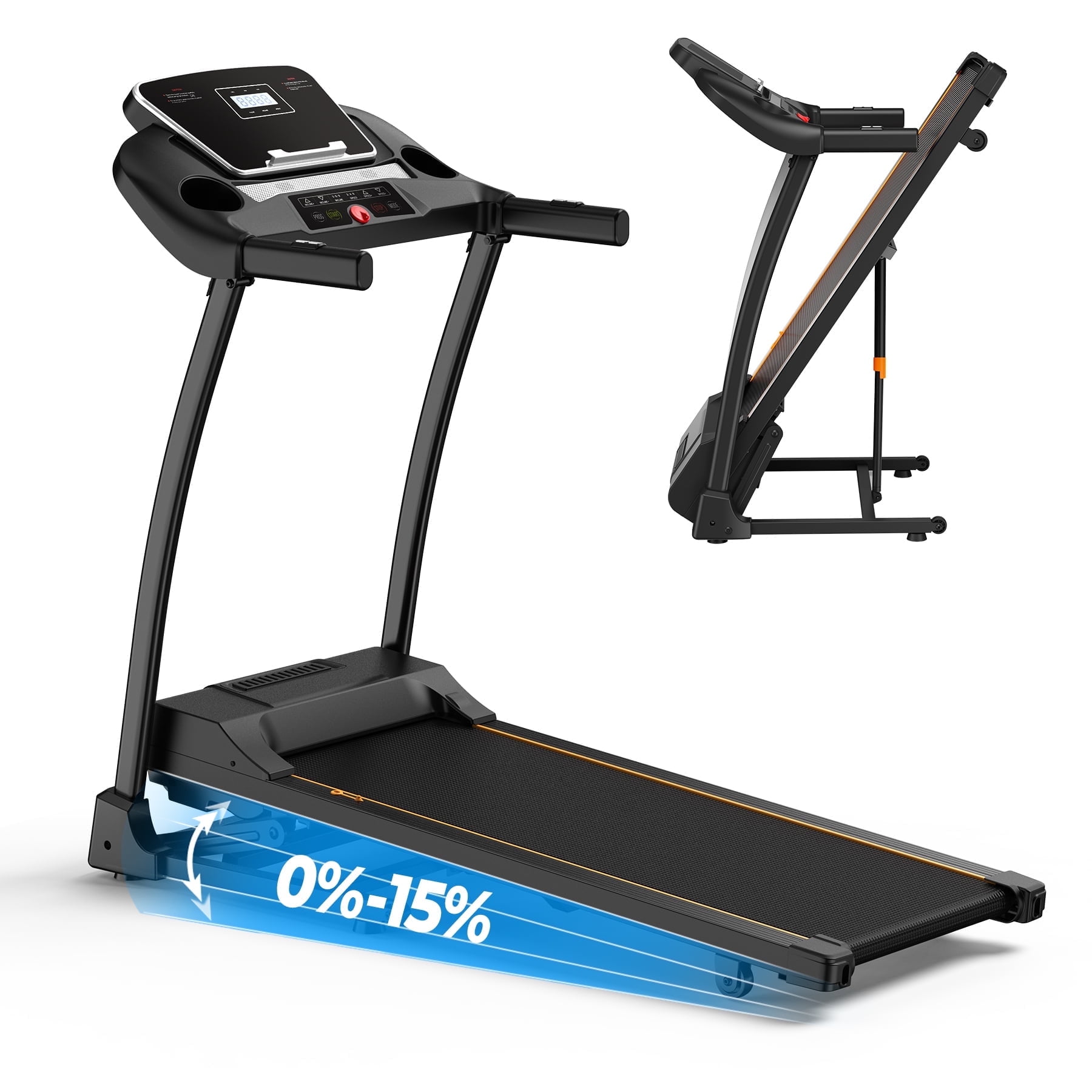 RENESTAR Folding Treadmill with Auto Incline:3.0HP Foldable Treadmill ...