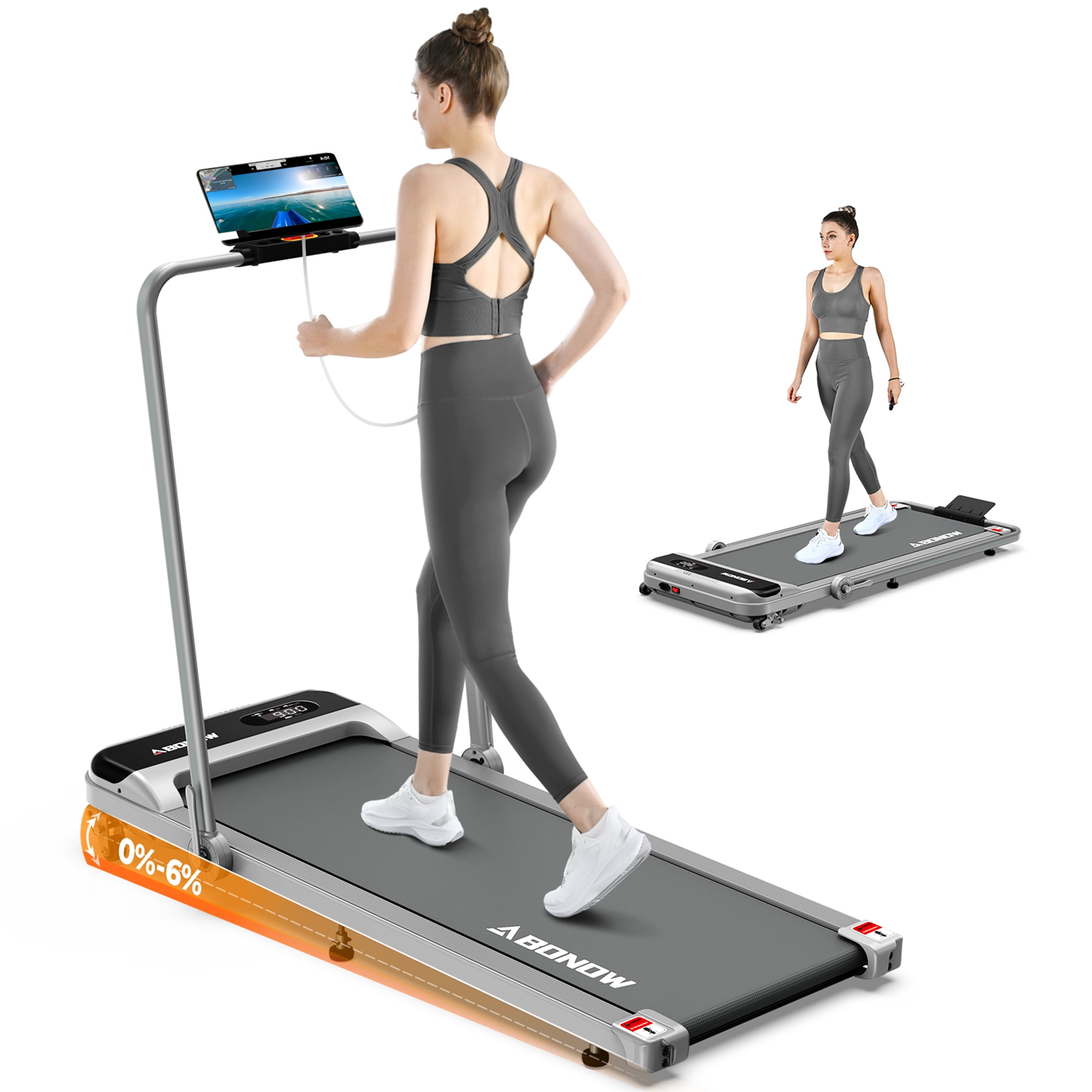 RENESTAR Walking Pad with Incline and Handle:3.0HP Under Desk Folding ...