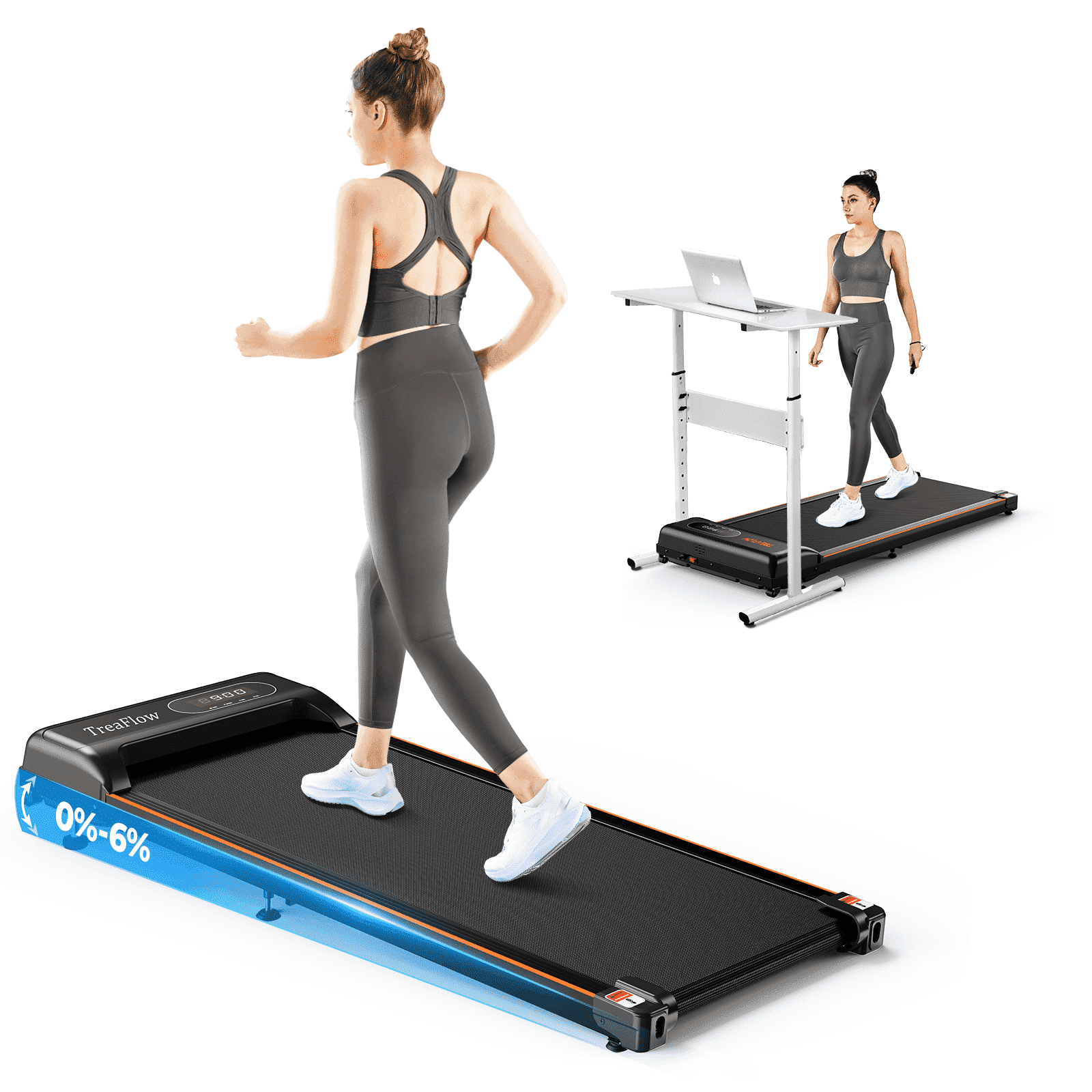 RENESTAR Walking Pad Treadmill with Incline: 2.5HP Portable Under Desk ...