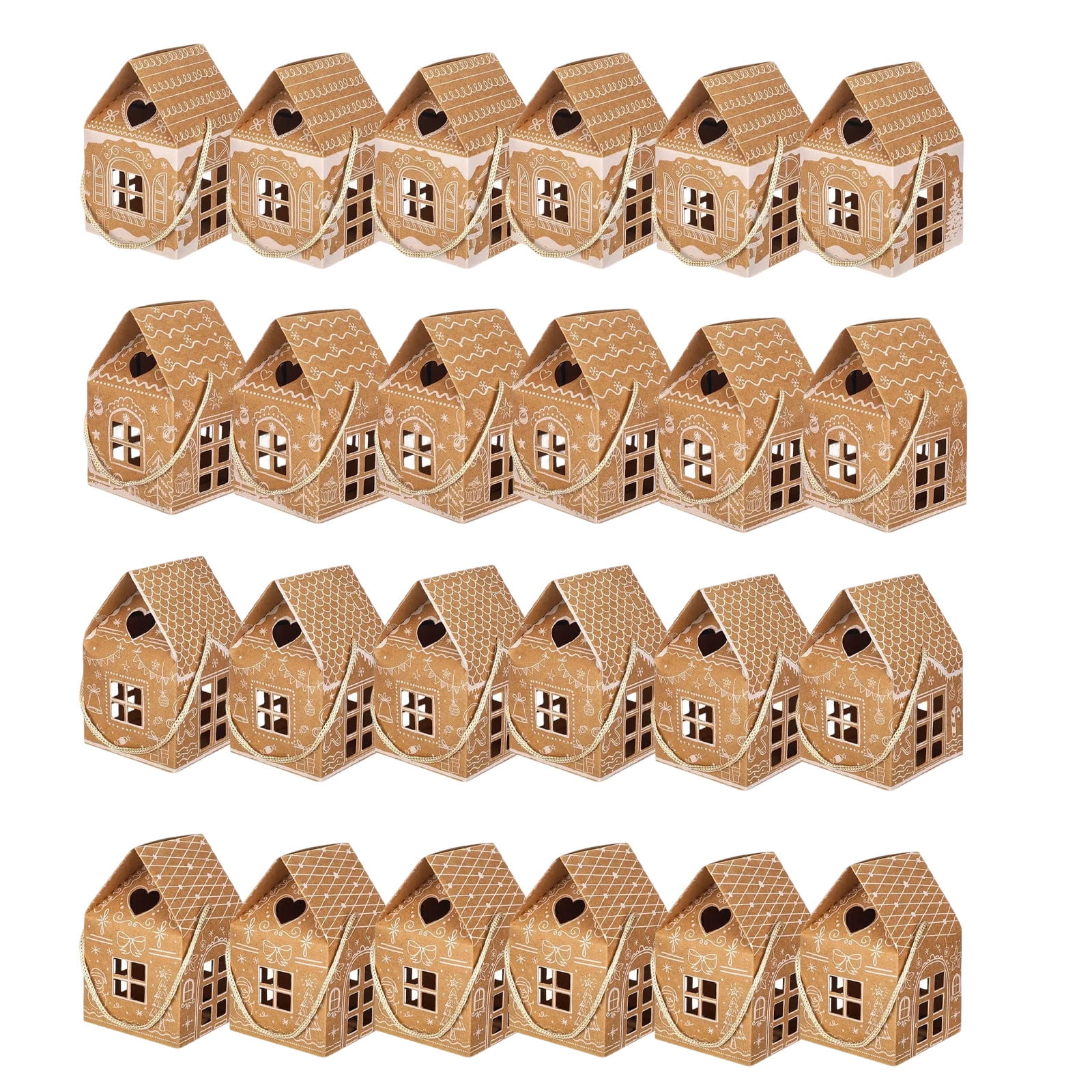 RENJUN 24 Pcs Kraft Christmas Gingerbread Paper Gift Bags with Handles ...