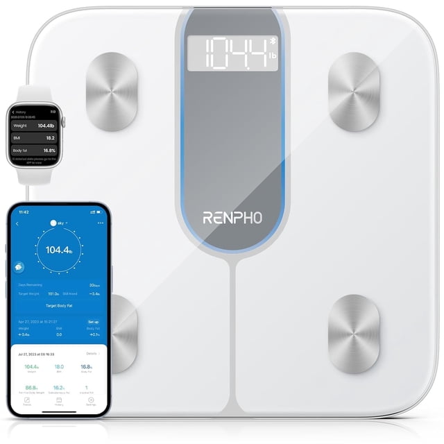 RENPHO Fitness Bathroom Weight Scale with Bluetooth, Muscle Mass ...