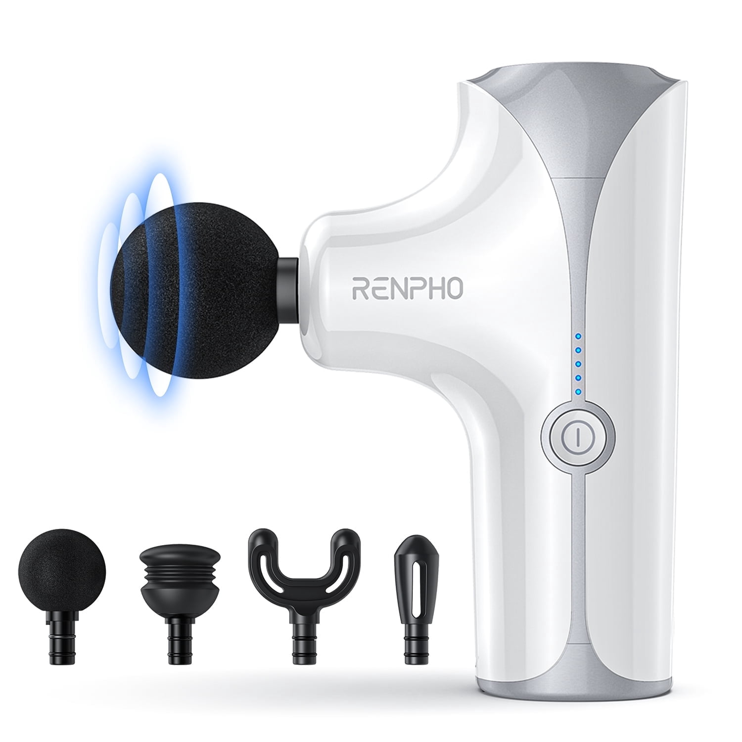 RENPHO Handheld Deep Tissue Mini Massager Gun, 4 Heads & Carry Case ...