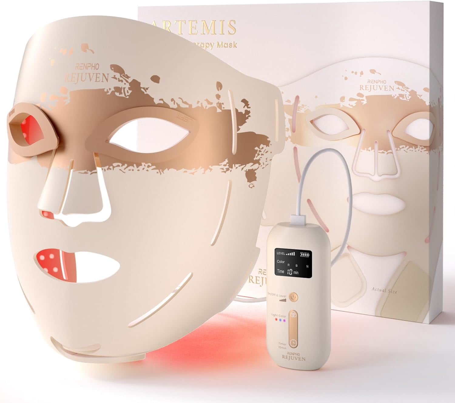 RENPHO Red Light Therapy Mask for Face, 324 LEDs Full Face Coverage & 3 ...