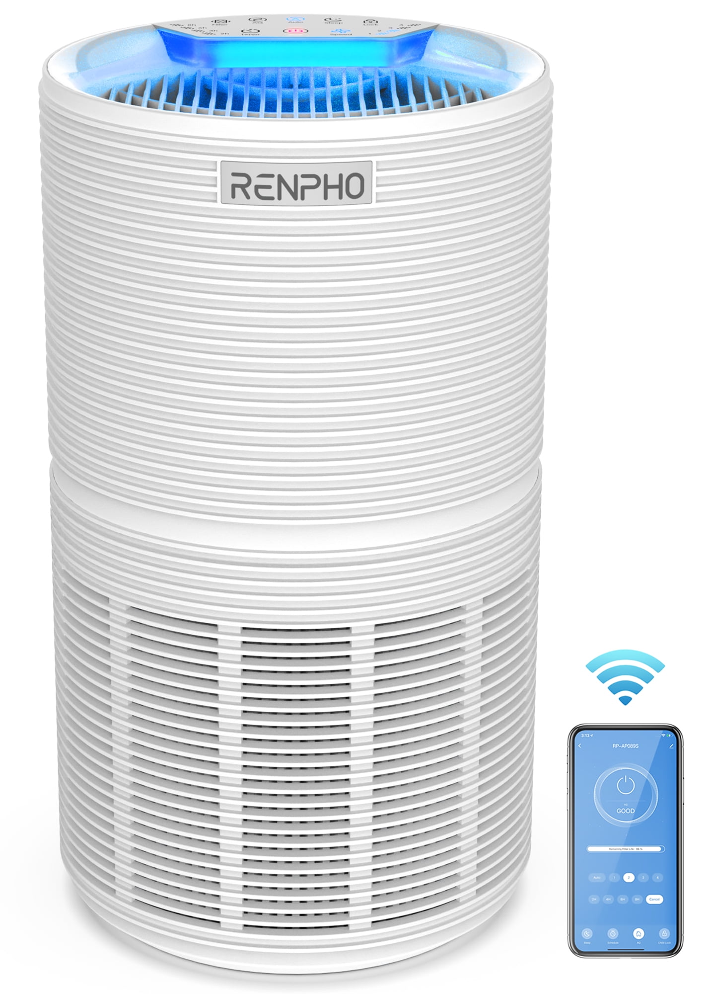 RENPHO Smart Wifi Air Purifier for Allergies & Asthma, H13 True HEPA ...