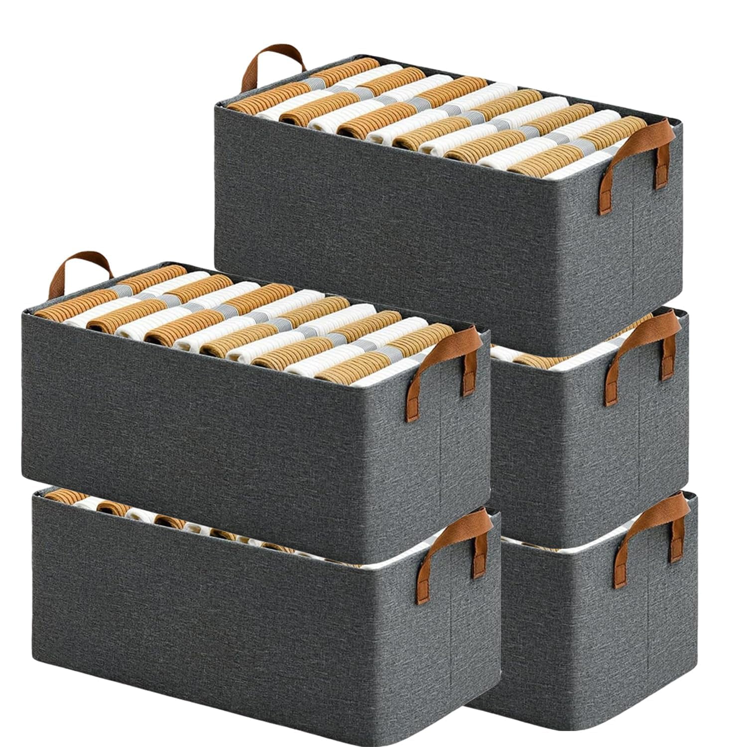 RENVA 4PCS Collapsible Fabric Storage Cubes Organizer with Handles ...