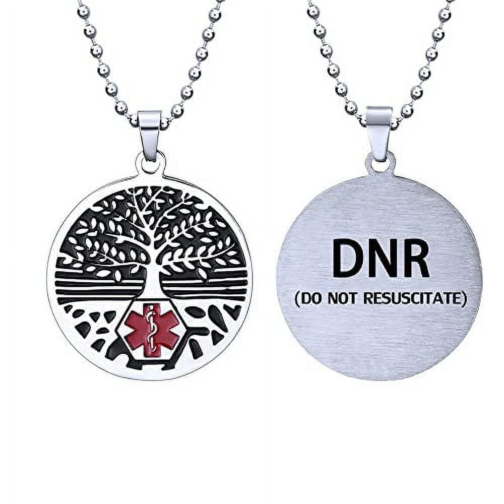 RENYILIN Stainless steel tree .. of life medical alert .. ID emergency ...