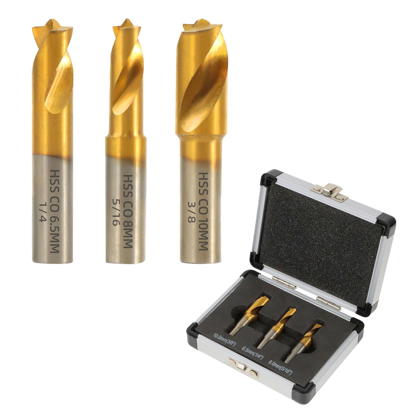 RENYU 3Pcs Cobalt Spot Weld Drill Bit Set Kit, Titanium Coated High ...