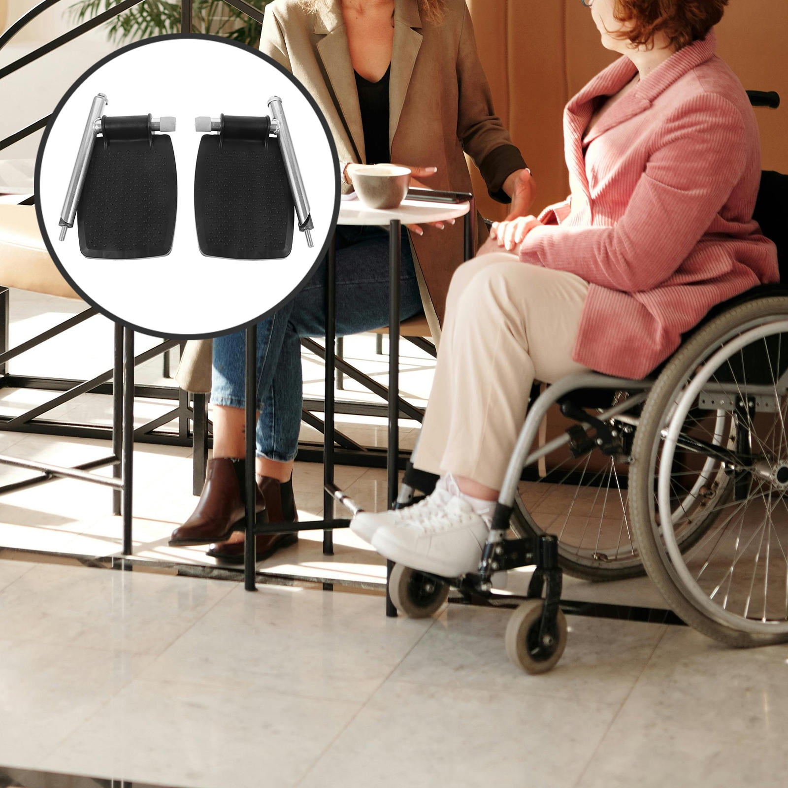 REOFLYUP 1 Pair Wheelchair Foot Plates Universal Black ABS for Stable ...