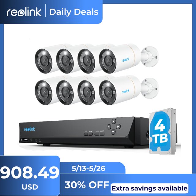 REOLINK 12MP Security Camera System, RLK16-1200B8-A 8pcs H.265 12MP PoE ...