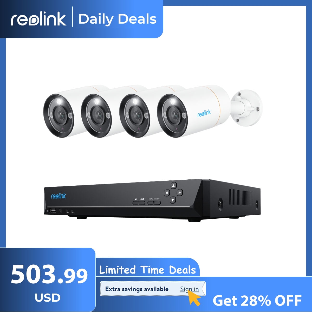REOLINK 12MP Surveillance System, RLK8-1200B4-A, Person Vehicle ...