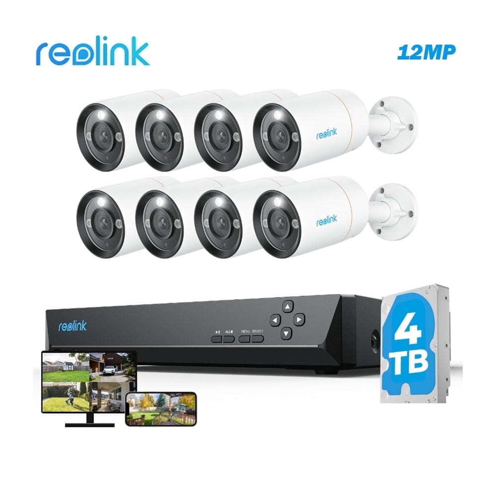 REOLINK 16CH 12MP Home Security Camera System, H.265 Outdoor Bullet PoE ...