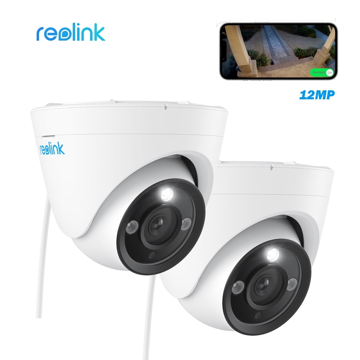 REOLINK 2pcs 12MP PoE IP Camera Outdoor, 93° Wide Angle, 700lm Night ...