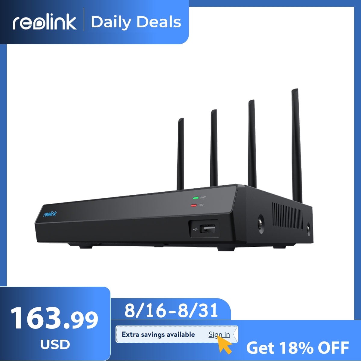 REOLINK 4K 12CH WiFi NVR with Wi-Fi 6 and 2.4/5 GHz Dual-Band WiFi ...
