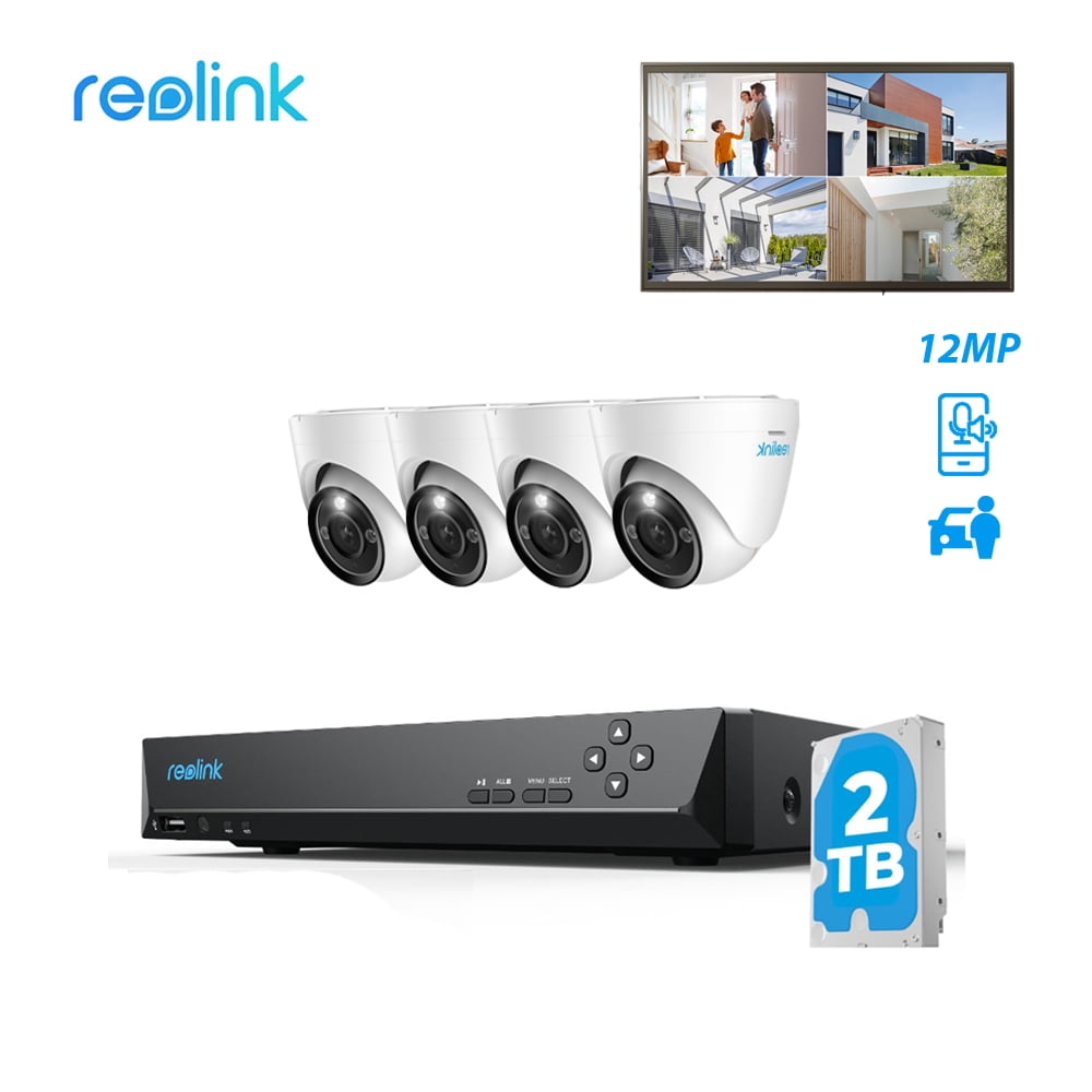 REOLINK 8CH 12MP PoE Security System, 4pcs H.265 IP Cameras, 2TB HDD ...