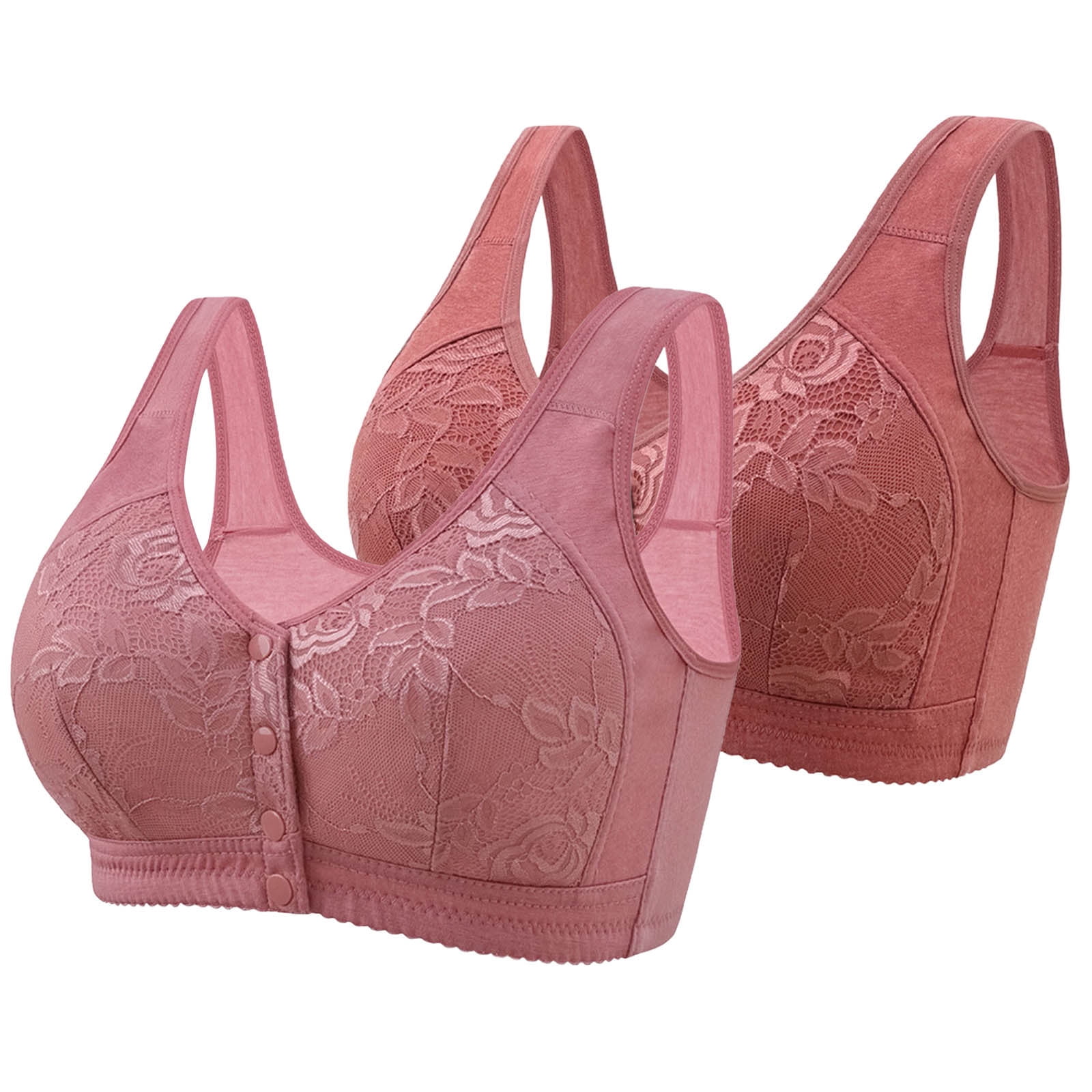REORIAFEE Bralette for Women 2 Pack Front Closure Gathered Together ...