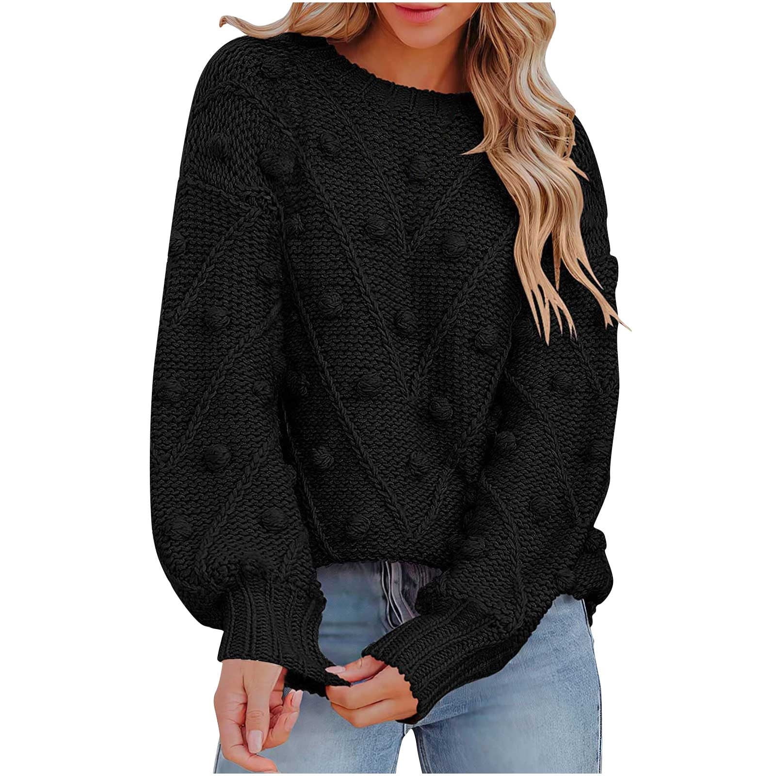 REORIAFEE Fall Sweaters for Women 2023 Long Sleeve Crew Neck Solid ...