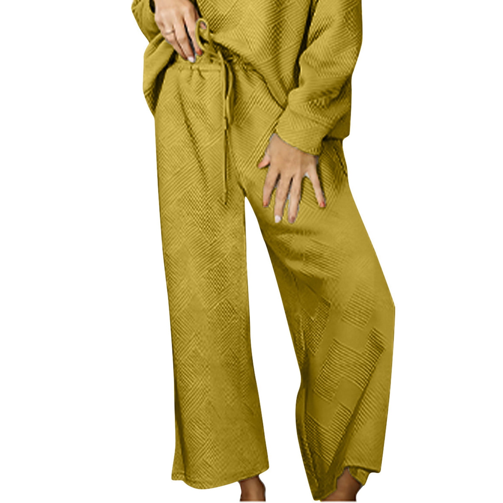 REORIAFEE Flared Sweatpants for Women Drawstring Solid Print Palazzo ...