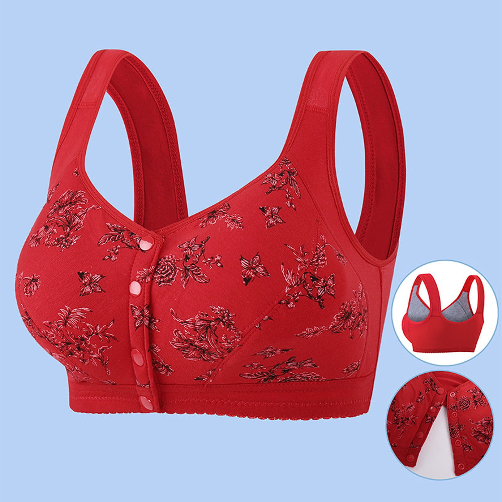 REORIAFEE Front Closure Bras Plus Size Senior Back Support Wireless ...