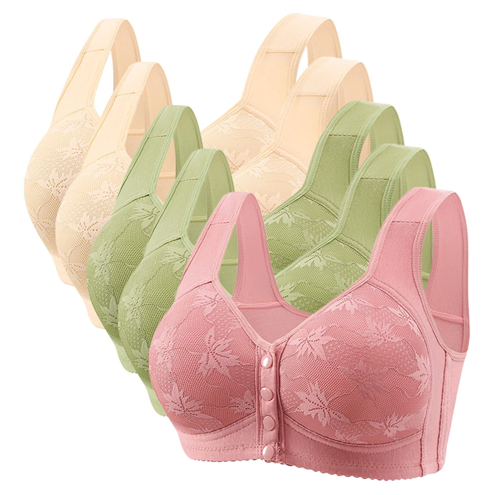 REORIAFEE Front Closure Bras for Seniors 5-Pack No Underwire Full ...