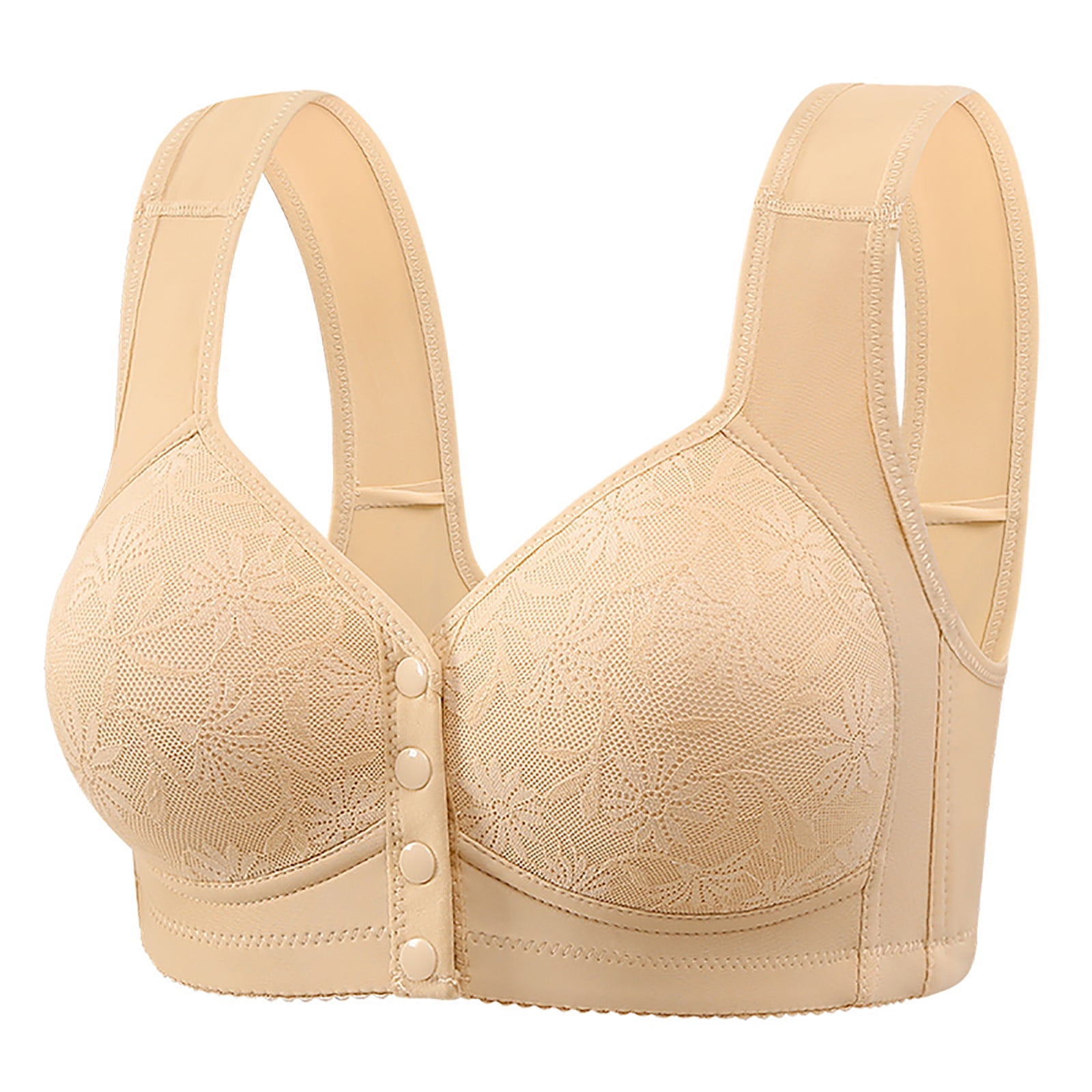 REORIAFEE Front Closure Bras for Seniors Back Support Wireless Slightly ...