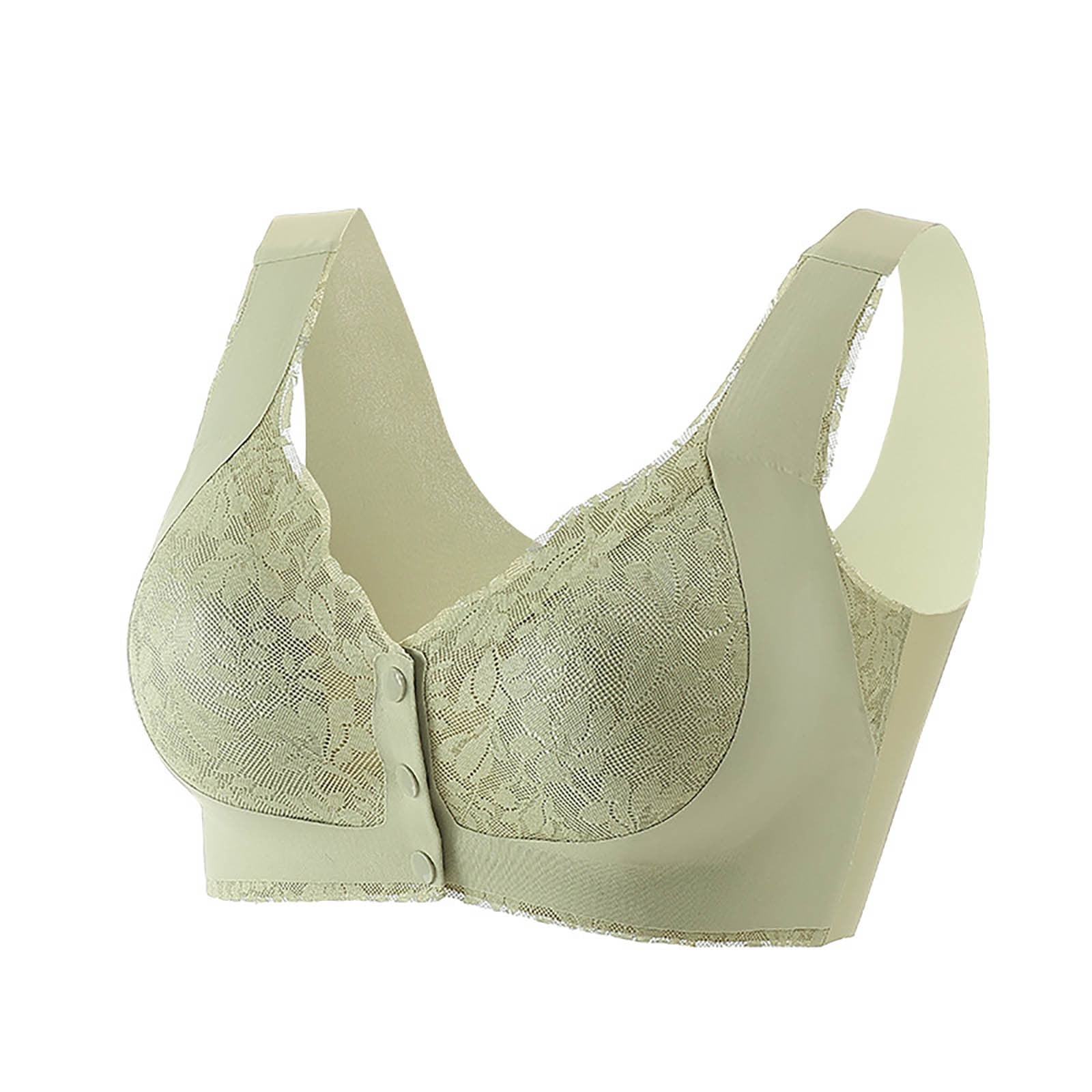 REORIAFEE Front Closure Bras for Older Women Plus Size Wide Strap Push ...