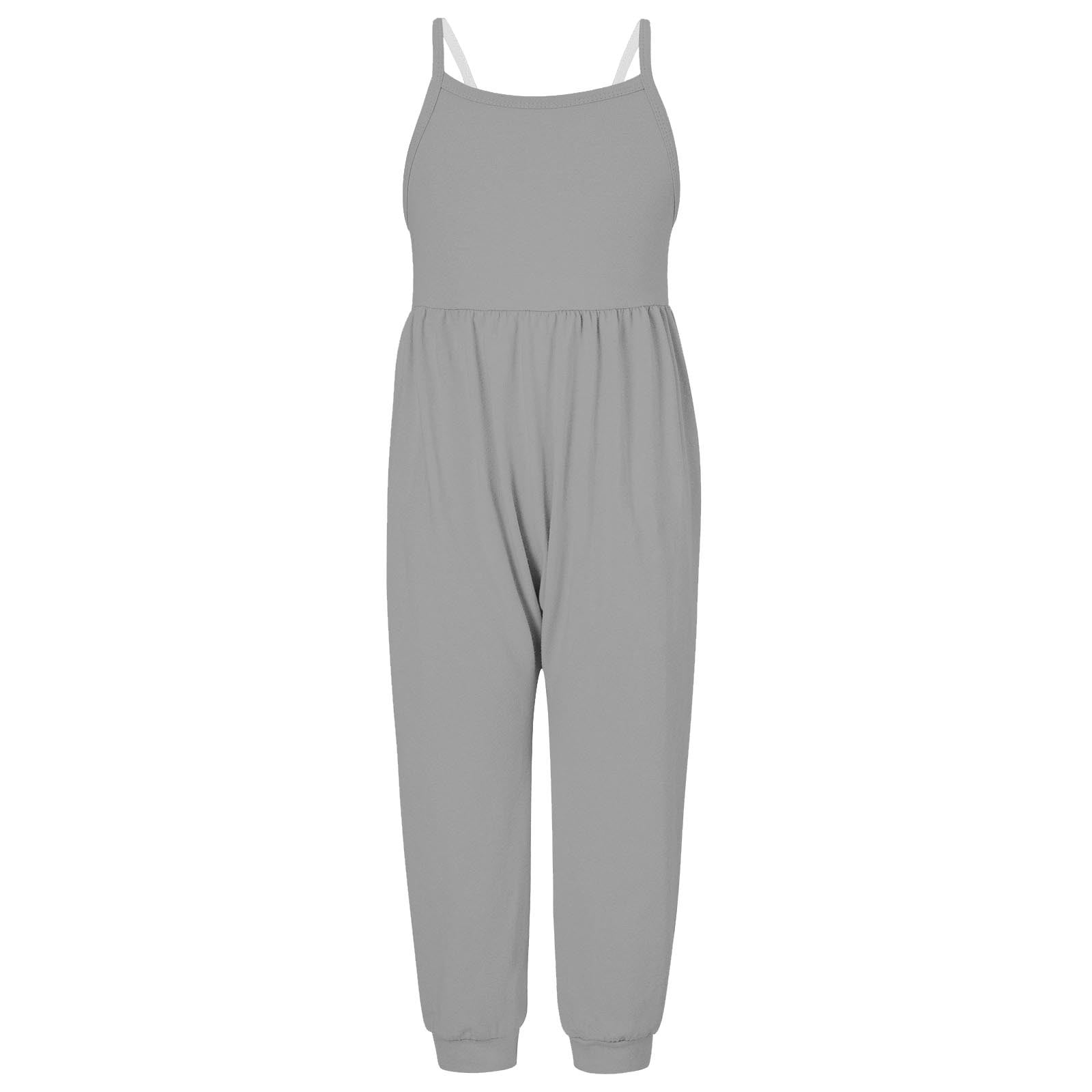REORIAFEE Girls One Piece Romper Jumpsuit Sleeveless Rompers Spaghetti Straps Overalls Solid ...