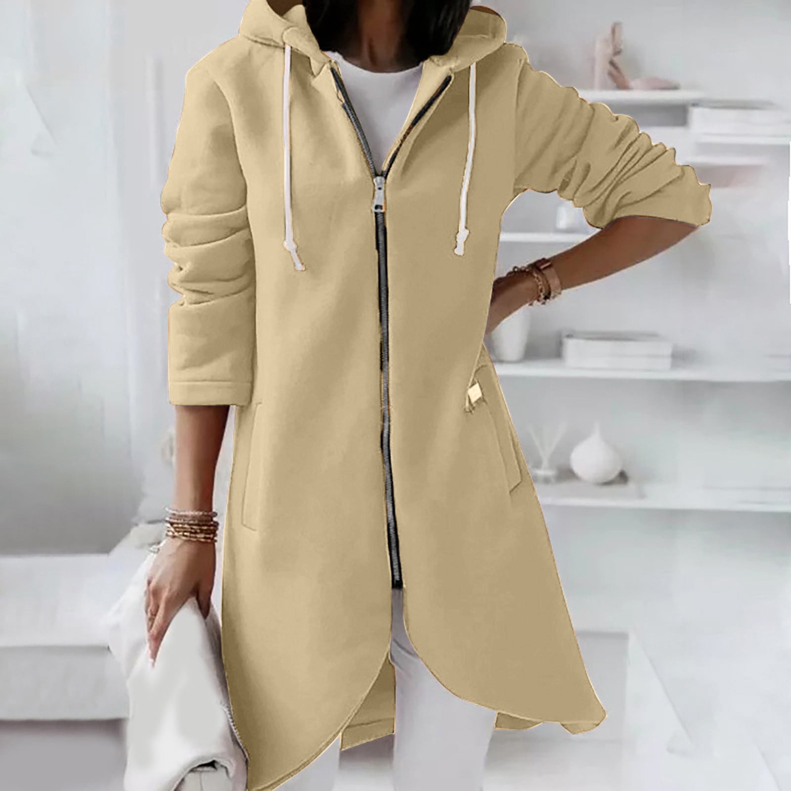 REORIAFEE Hoodie Coats with Zip Women with Pockets Drawsting Hoodies ...