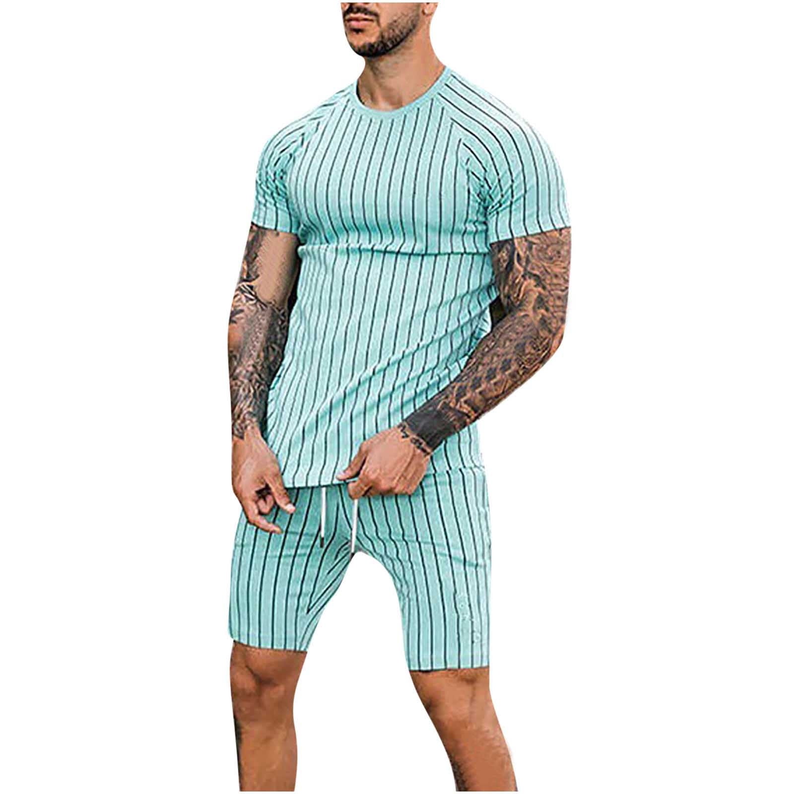 REORIAFEE Men's Casual 2 Piece Outfits Set Summer Tracksuit Hawaii ...
