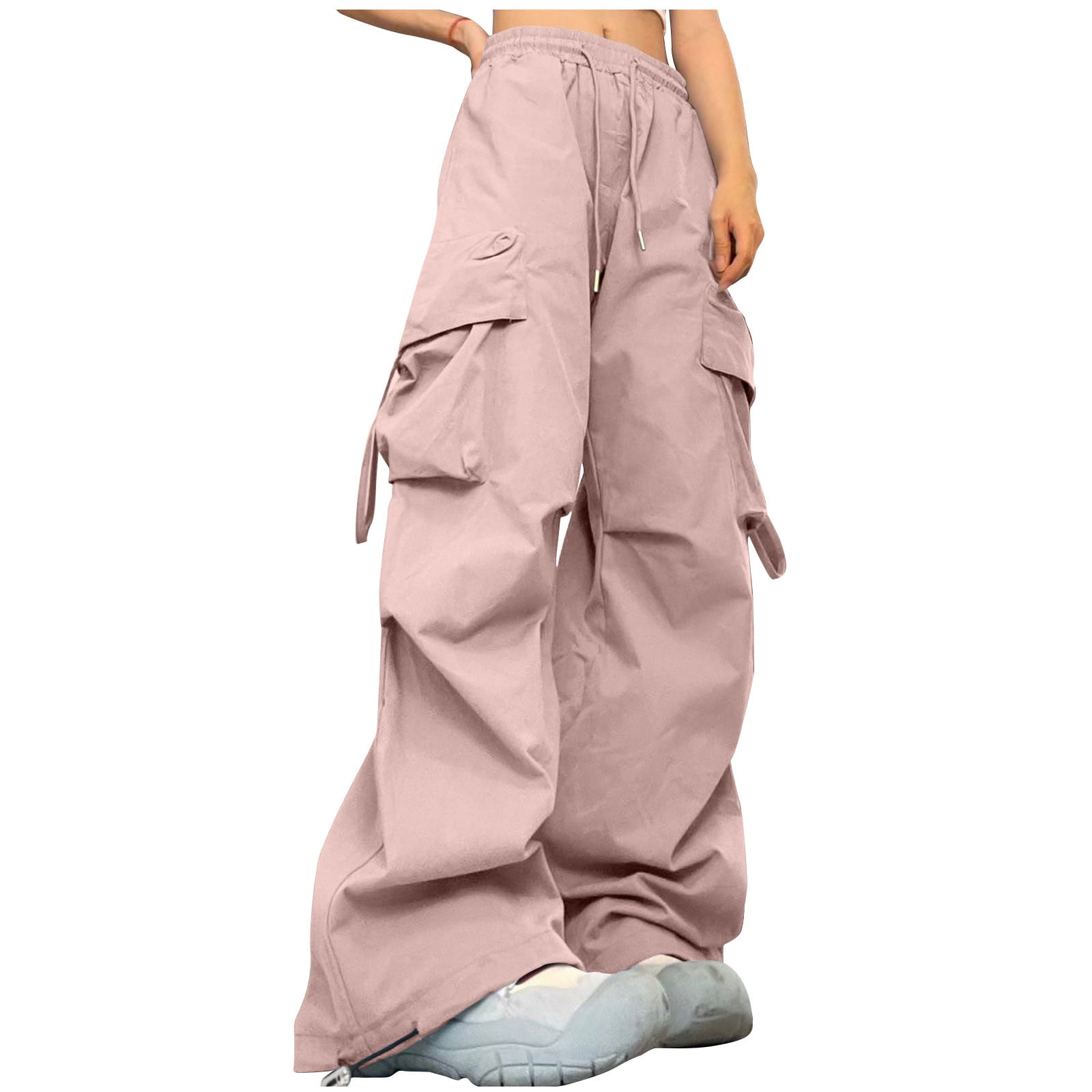 REORIAFEE Parachute Pants Women Cargo Pants Wide Leg Palazzo Pants ...