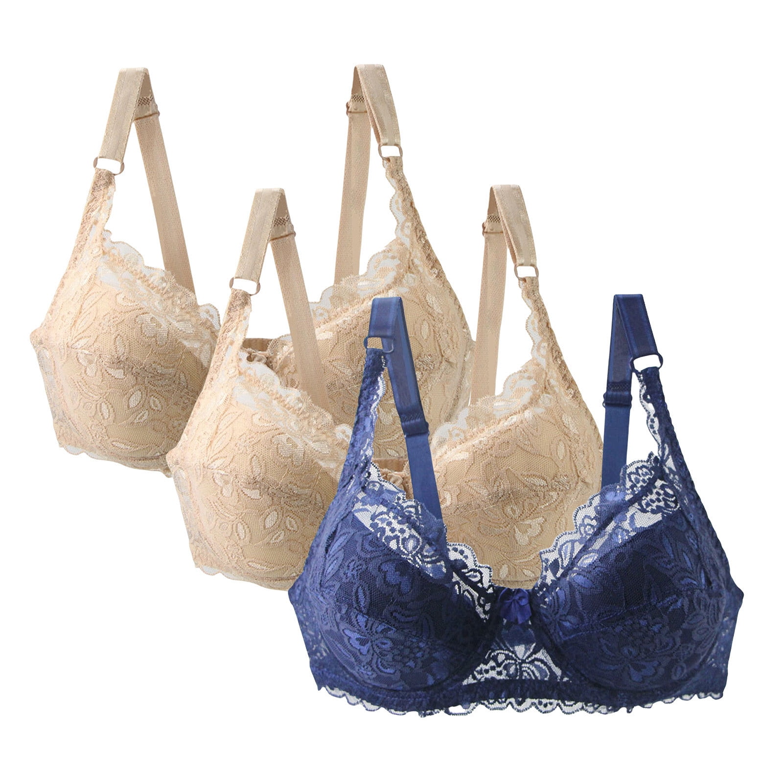 REORIAFEE Plus Size Bras for Women 3 Pack Pull on Adjustable Straps ...