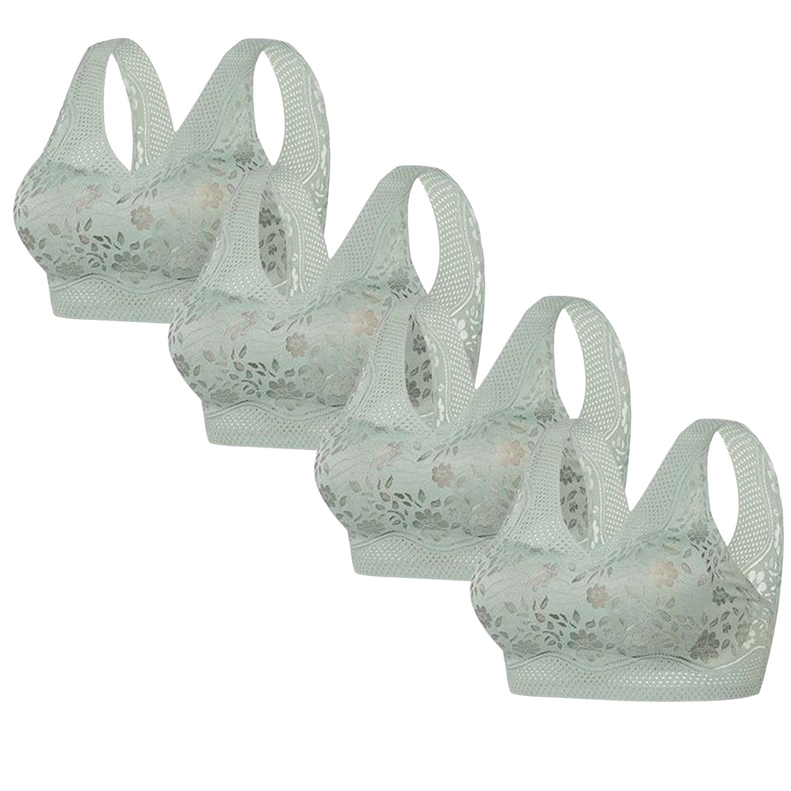 REORIAFEE Push up Bras for Women 4 Pack Wireless Gathered Together Bras ...