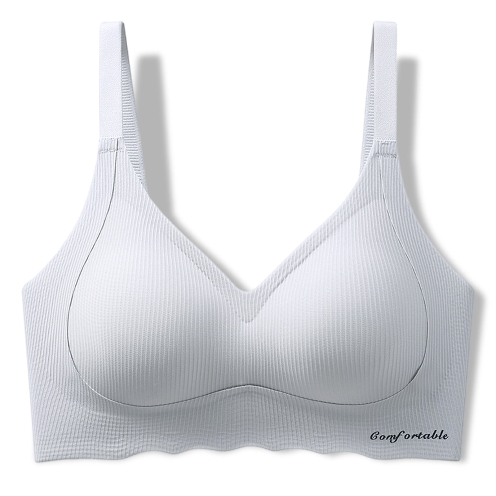 REORIAFEE Seamless Bralette with Removable Pads Wavy Wireless Everyday ...