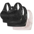 REORIAFEE Wireless Bras for Women Padded Pack of 3 Pull on Plus Size ...