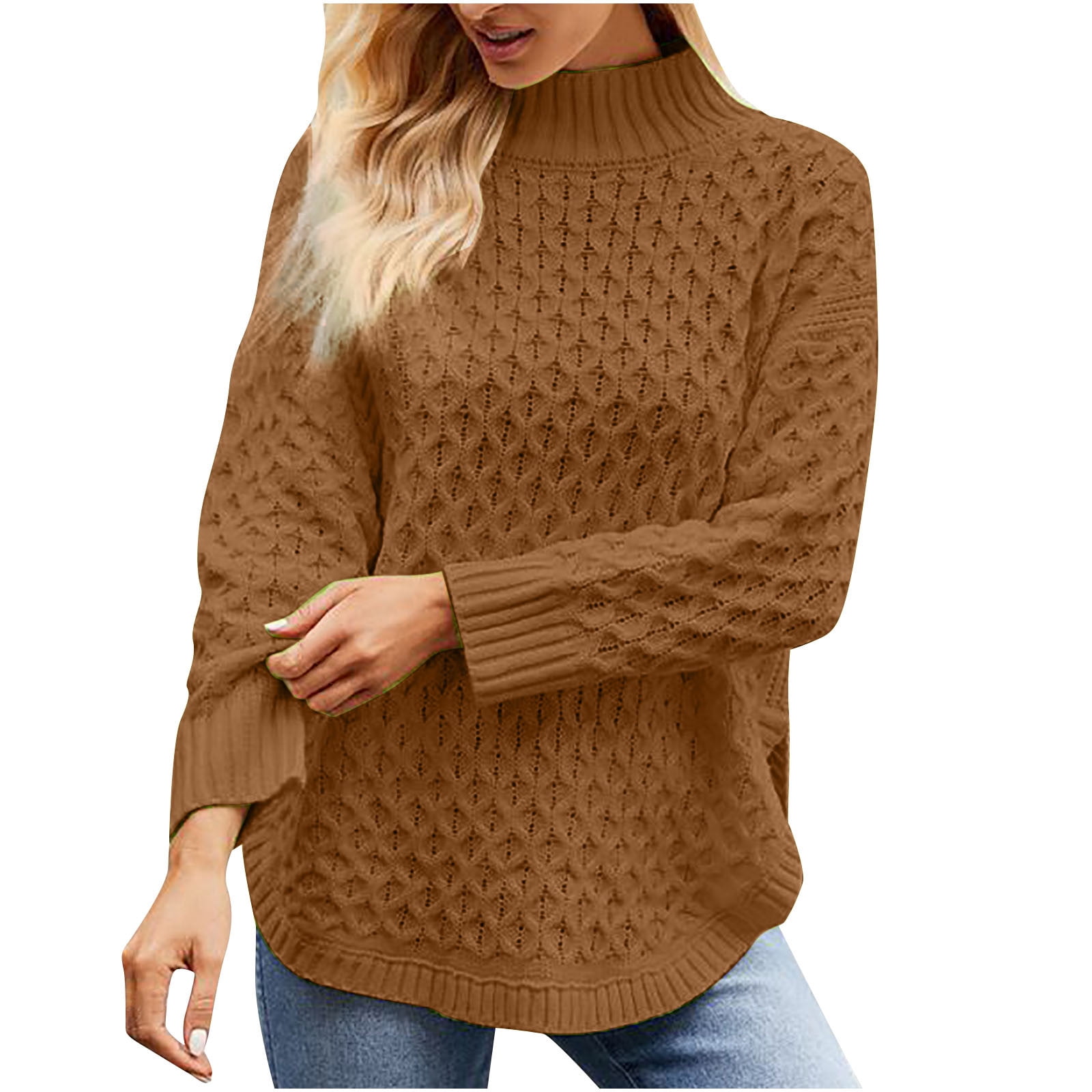 REORIAFEE Women's Fashion Tunic Sweater Top Long Sleeve Round Neck ...