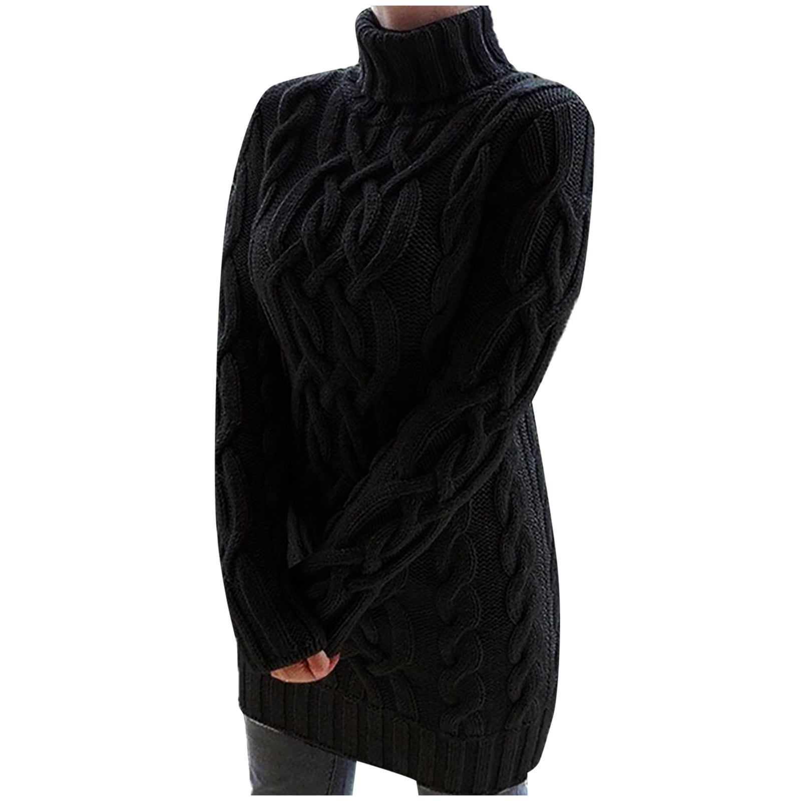 REORIAFEE Women's Long Sweaters Turtleneck Plus Size Cozy Cable Knit ...