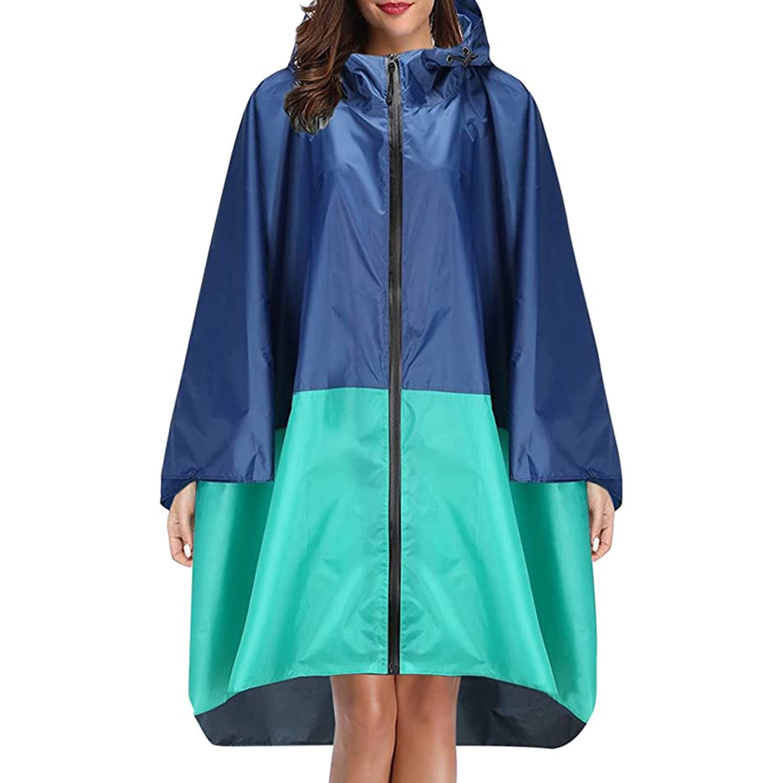 REORIAFEE Women's Plus Size Long Hooded Raincoat Lightweight Waterproof ...