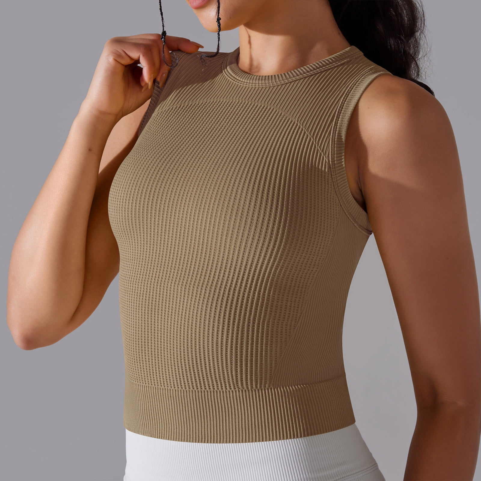 REORIAFEE Women's Seamless Tank Sleeveless Shirts Workout Exercise ...