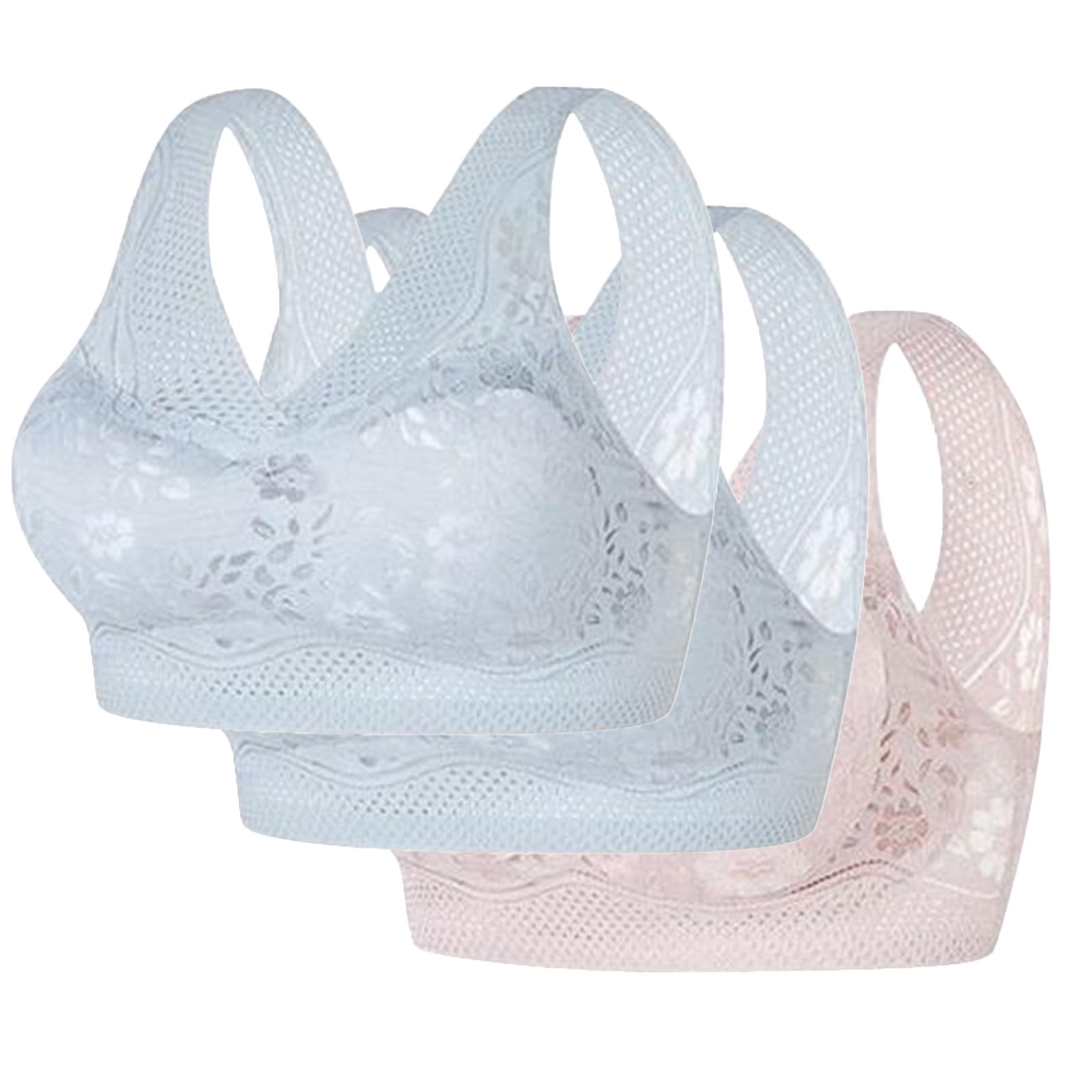 REORIAFEE Womens Bras No Underwire Full Support 3 Pack Gathered ...