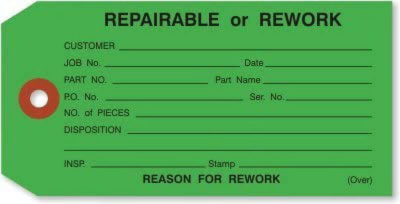 REPAIRABLE or REWORK Tag, Printed 13pt Cardstock Tag, 2.375" x 4.75 ...