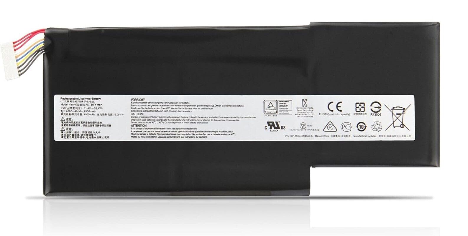 REPLACEMENT BTY-M6K MS-17B4 BATTERY FOR MSI GS63VR GF63 GF65 GF75 52WH ...