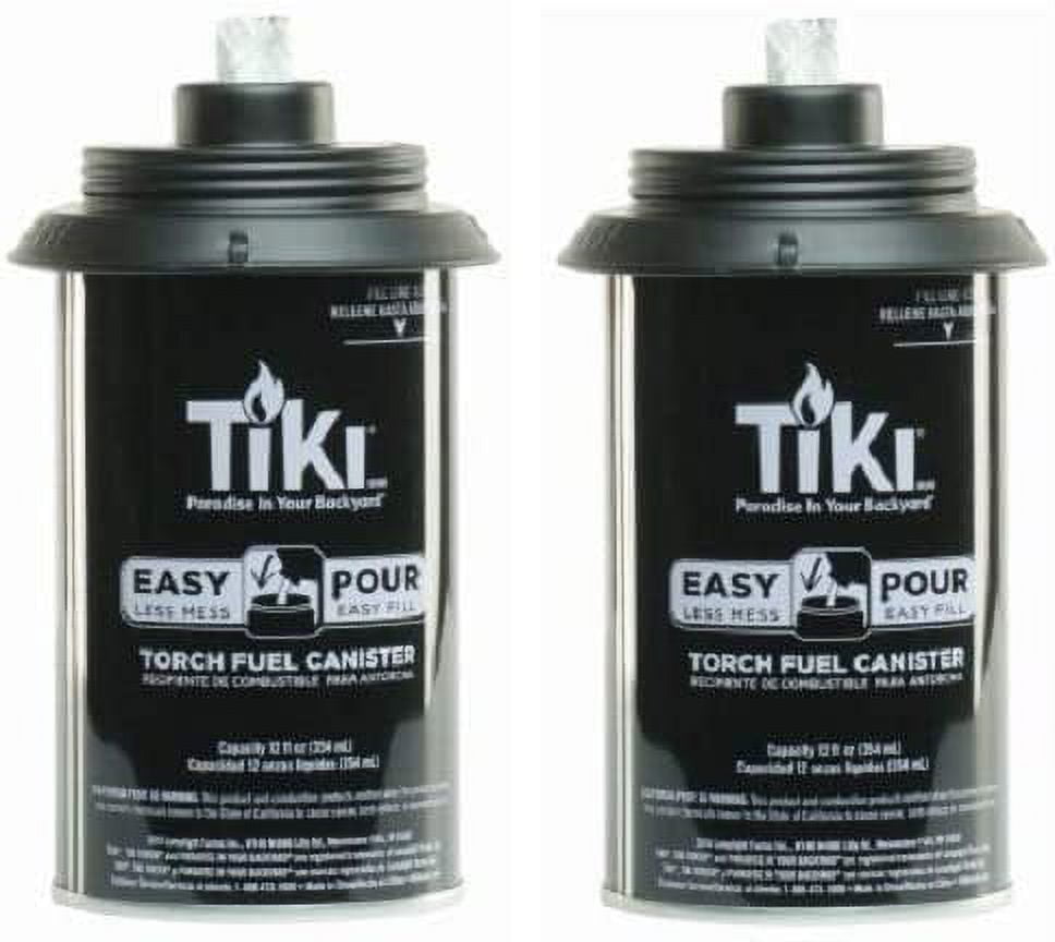 TIKI Easy Pour Metal Replacement Torch Fuel Canisters with Wick, 12 oz ...