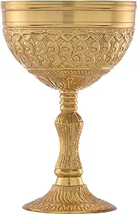 REPLICARTZ Brass Goblet Gold Plated Embossed King Arthur Roman Medieval ...