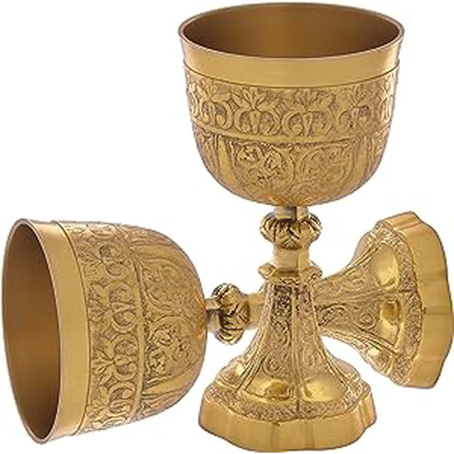 REPLICARTZ Gold Brass Chalice Goblet: Altar-Ready Communion Cup ...