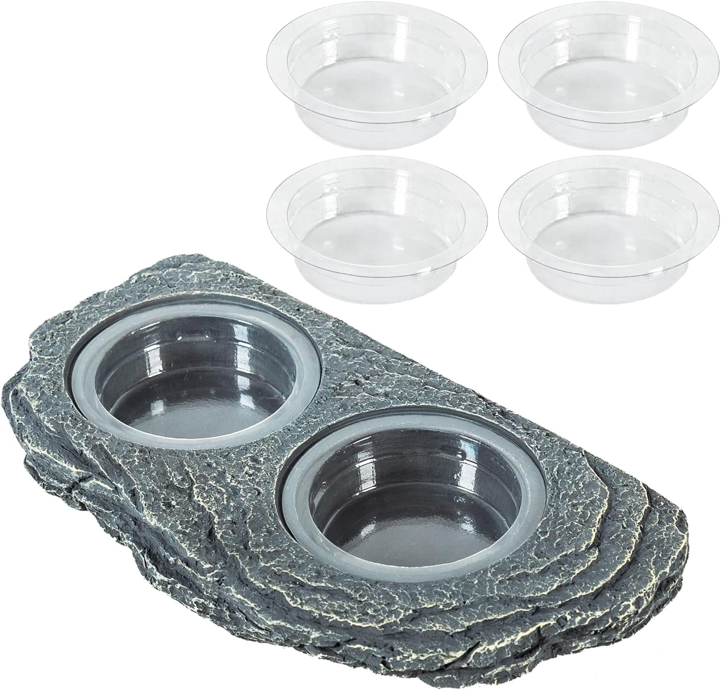REPTIZOO Reptile Magnetic Feeder Ledge, Double Bowl Reptile Food Dish ...