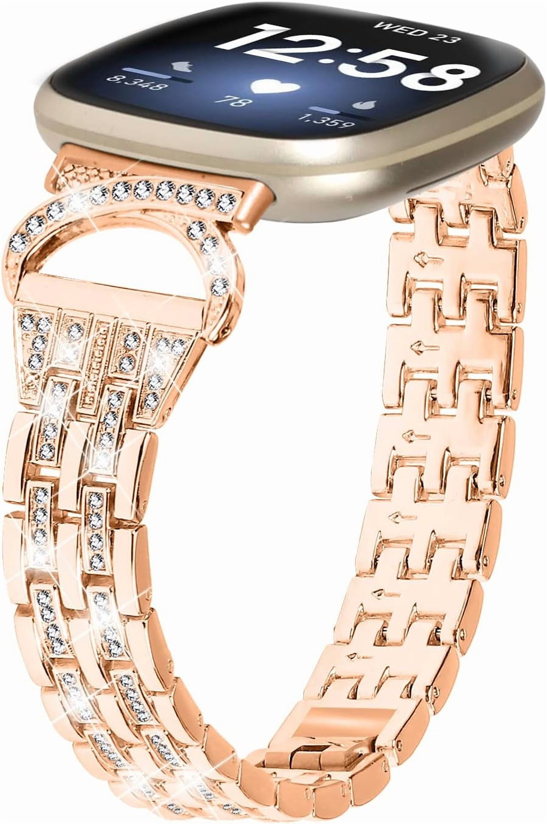 REQO Chic Bling Cow Horn Head Connector Bands for Fitbit Versa 4/Versa ...